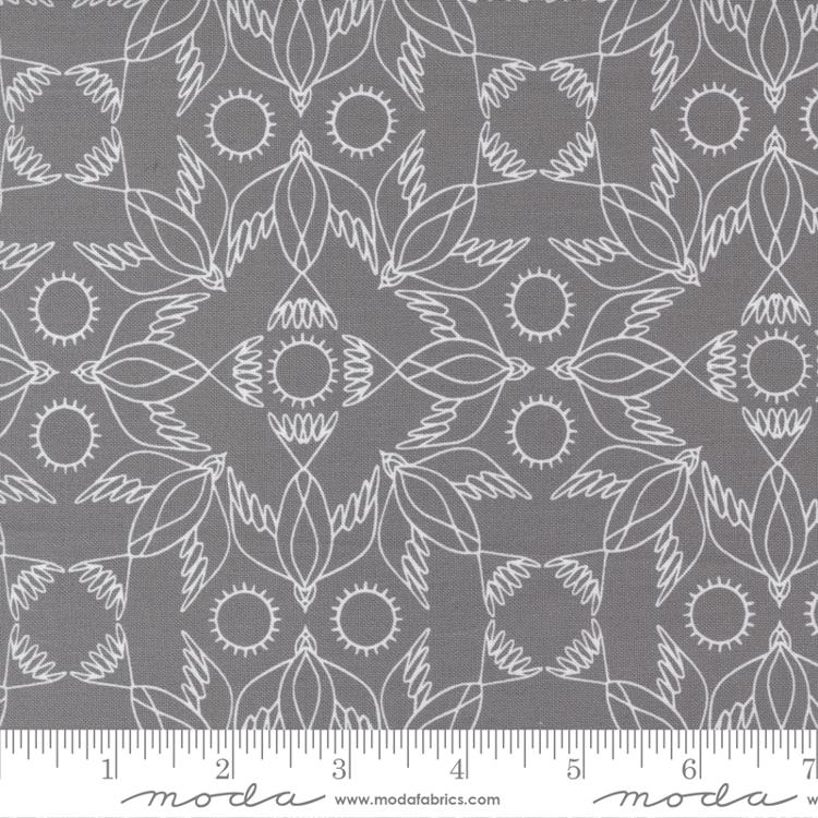 Birdsong Kaleidoscope Birds in Pebble Gray by Gingiber for Moda Fabric ...