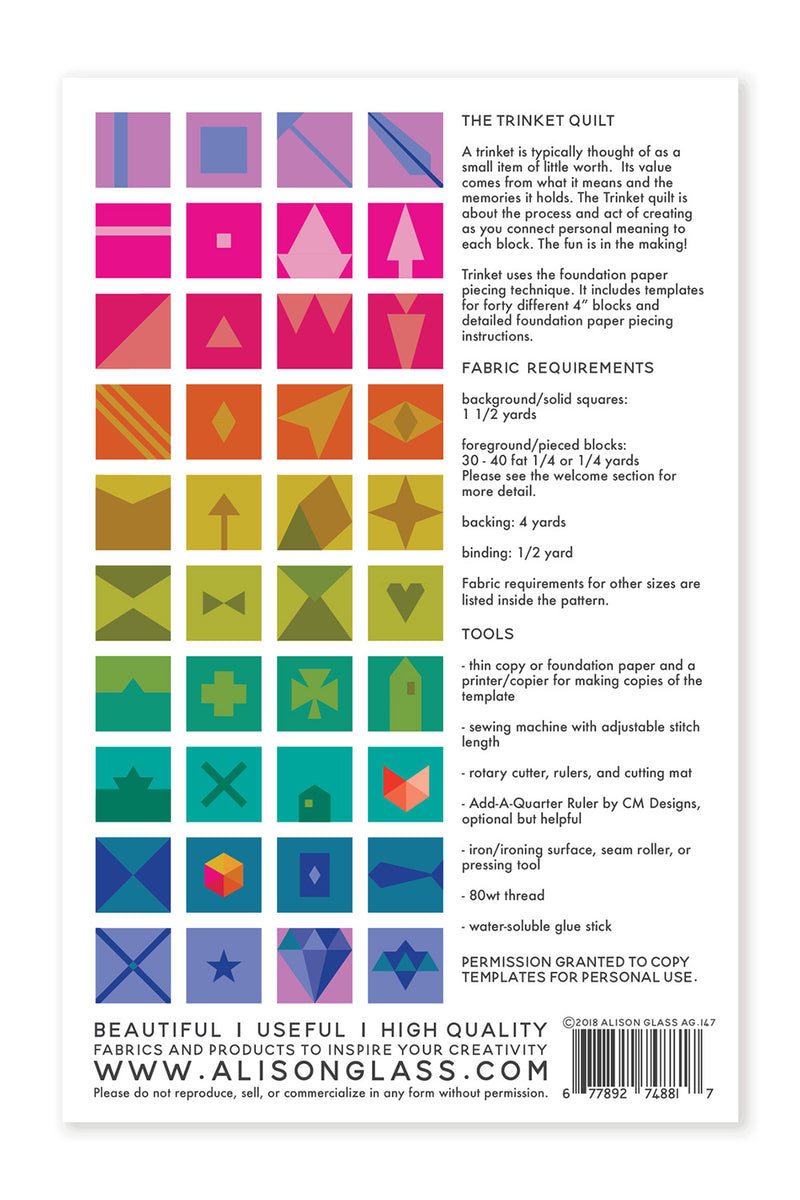Trinket 2nd Edition Quilt Pattern by Alison Glass – Moonlight Quilters